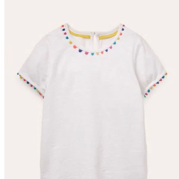 Boden | Shirts & Tops | Precious Boden Tee Shirt With Pom Pom Details ...